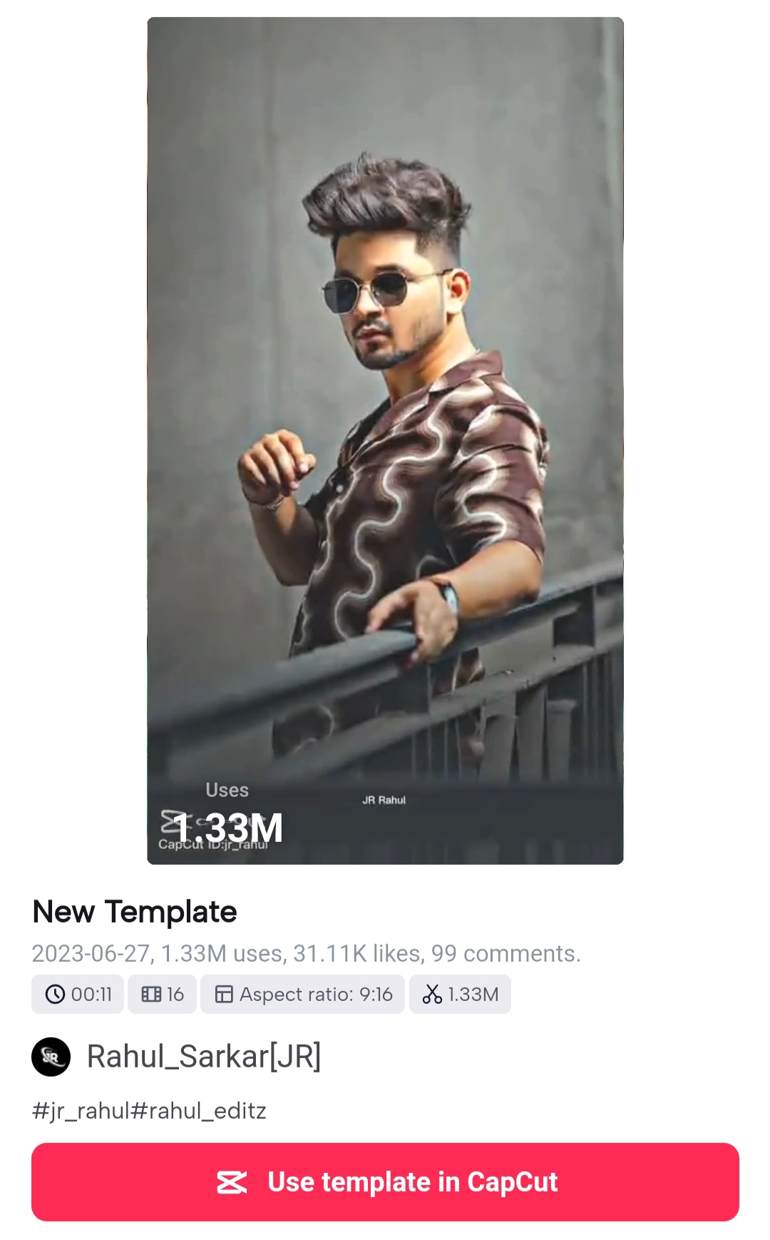 Tinku Jiya Capcut Template Link 2033