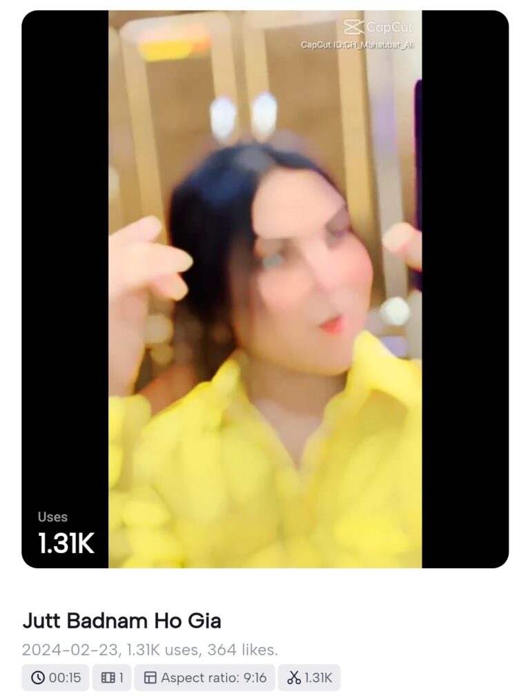 Badnam Song CapCut Template Link [2024] All Working Links